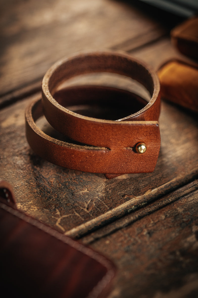 SONS Men s Leather Double Cuff Bracelet Brown